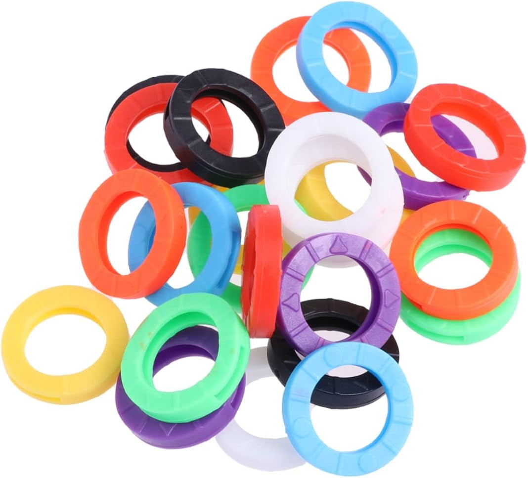 48pcs Key Caps Plastic Key Identifier Ring Elastic Key Caps Label Key ...