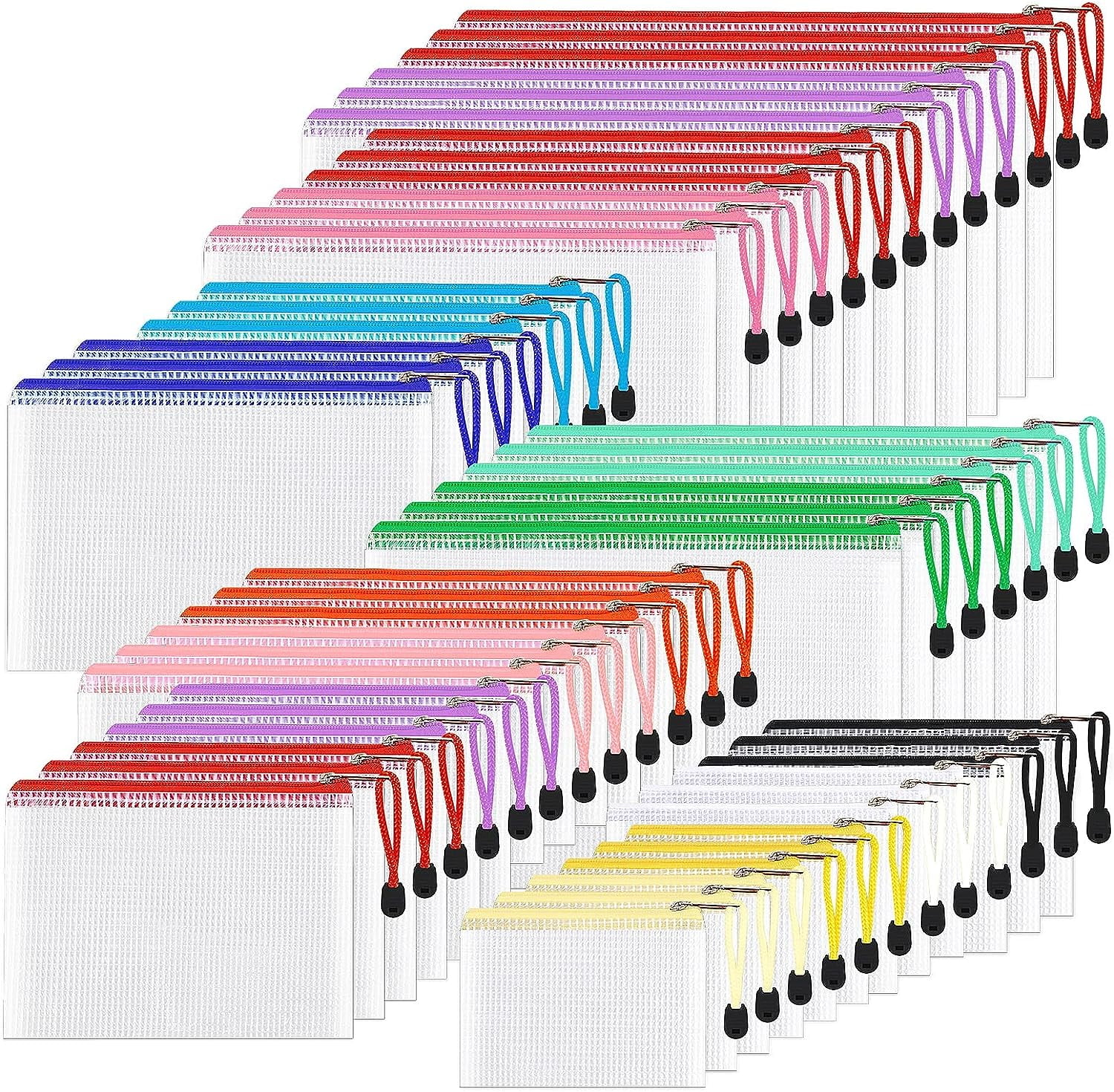 48pcs Mesh Zipper Pouch Bags, 8 Sizes Waterproof Plastic Zipper File ...