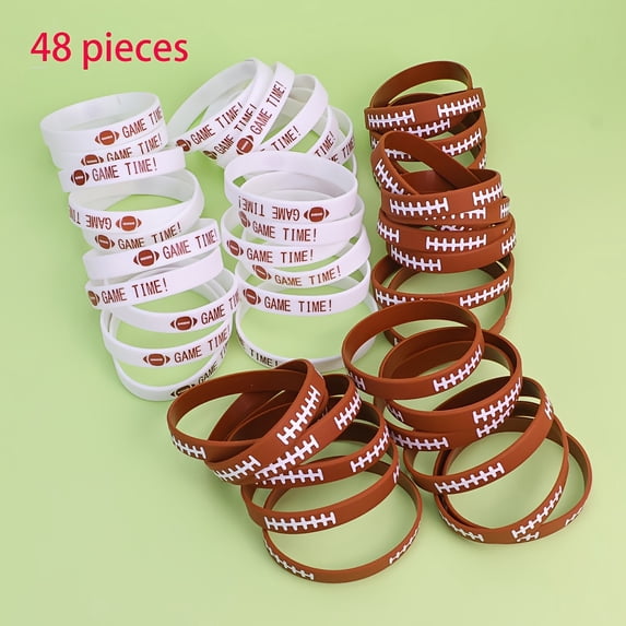 48pcs Motivational Football Silicone Wristbands-Game Time Design with ...
