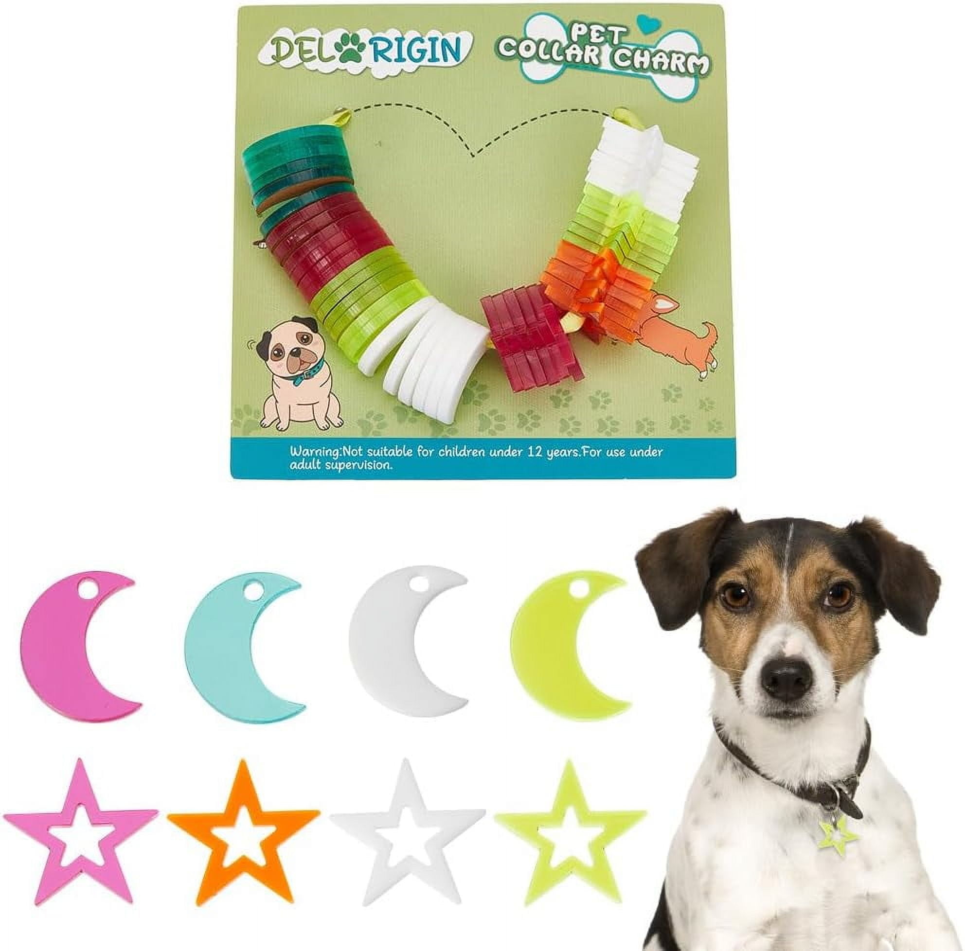 48pcs Pet ID Tag Charms 4 Colors Moon Star Pet Collar Tags Acrylic ...