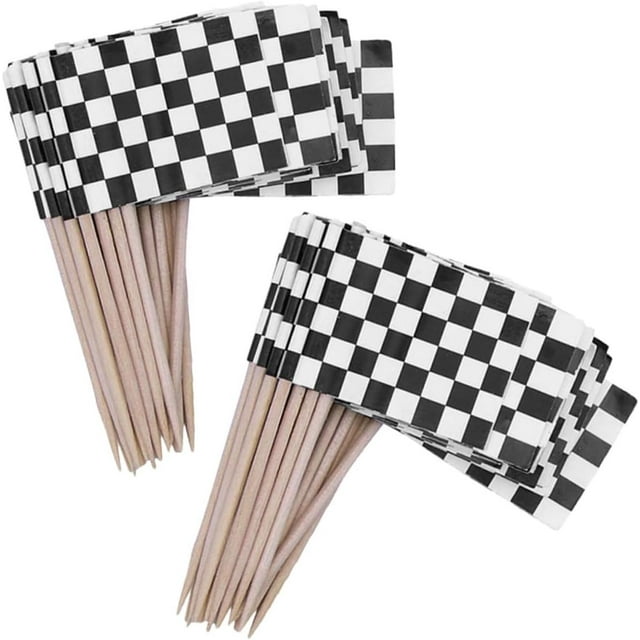 48pcs Racing Flag Toothpick Appetizers Picks Cupcake Toppers Race Car ...