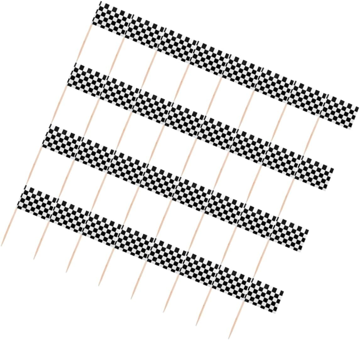 48pcs Racing Flag Toothpick Fruit Picks Flag Checkered Racing Flag ...