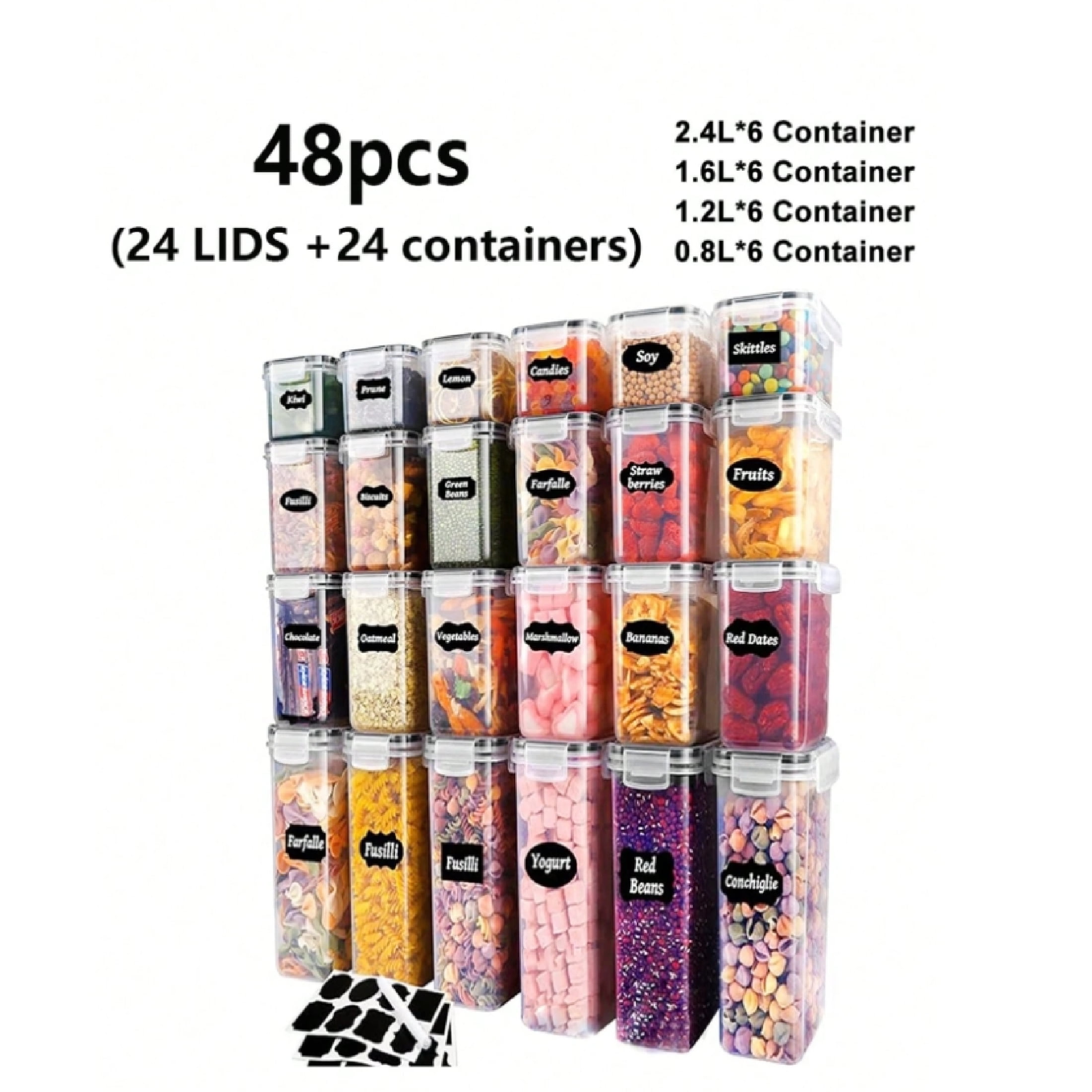 48pcs Sealed Food Storage Containers With LIDS - Lunch Boxes Ideal For ...