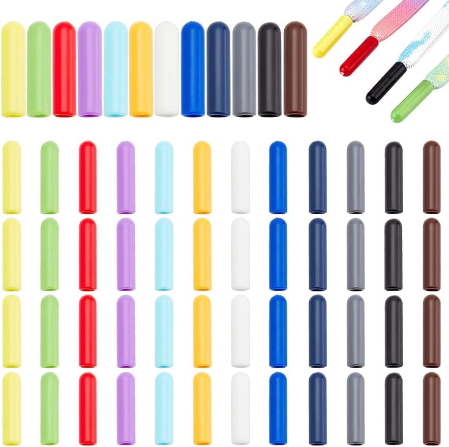 48pcs Shoelace Tips Plastic Shoelace Head Cord End Cap Shoelace Bullet ...