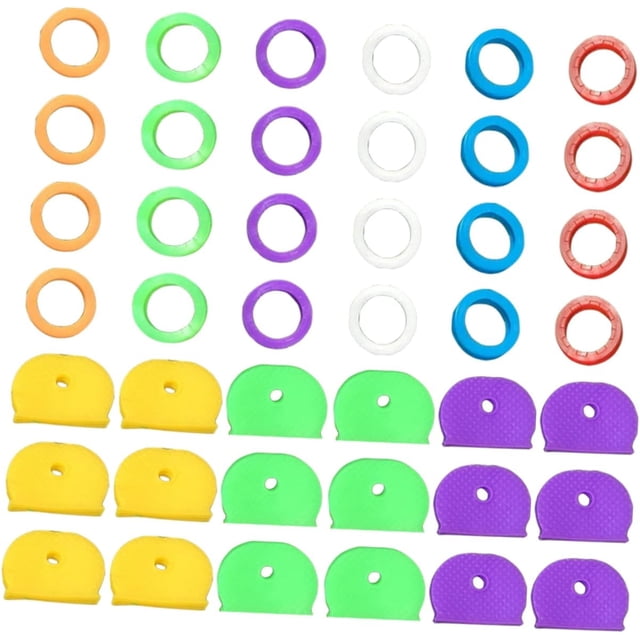 48pcs Silicone Key Cap House Keys Cap Key Id Cover Key Coding Rings ...