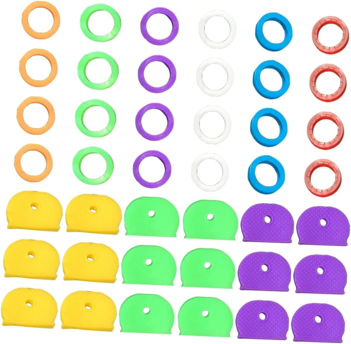 48pcs Silicone Key Cap House Keys Cap Key Id Cover Key Coding Rings ...
