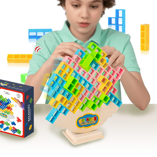 Mountainish Tetra Tower Balancing Stacking Toys, 64pcs Puzzle Game for ...