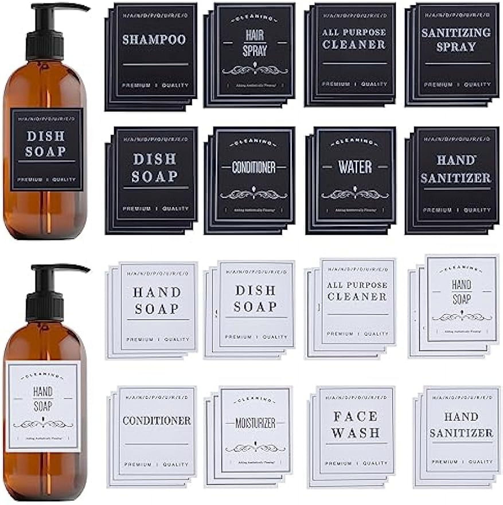 48pcs Waterproof Bottle Label Stickers Black White Removable Bathroom ...