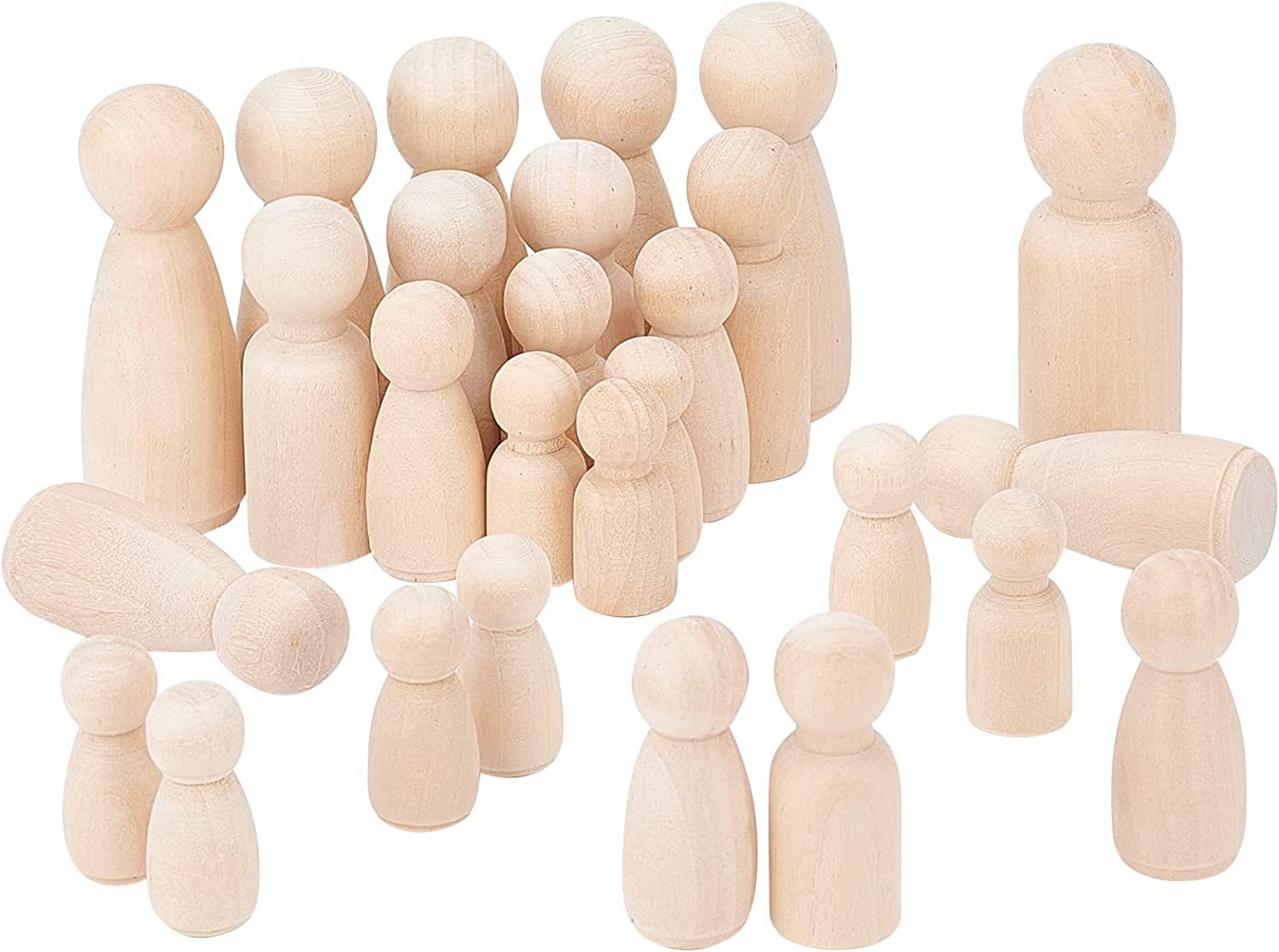 48pcs Wood Model 8 Styles Unfinished Wooden People for Home Decoration ...