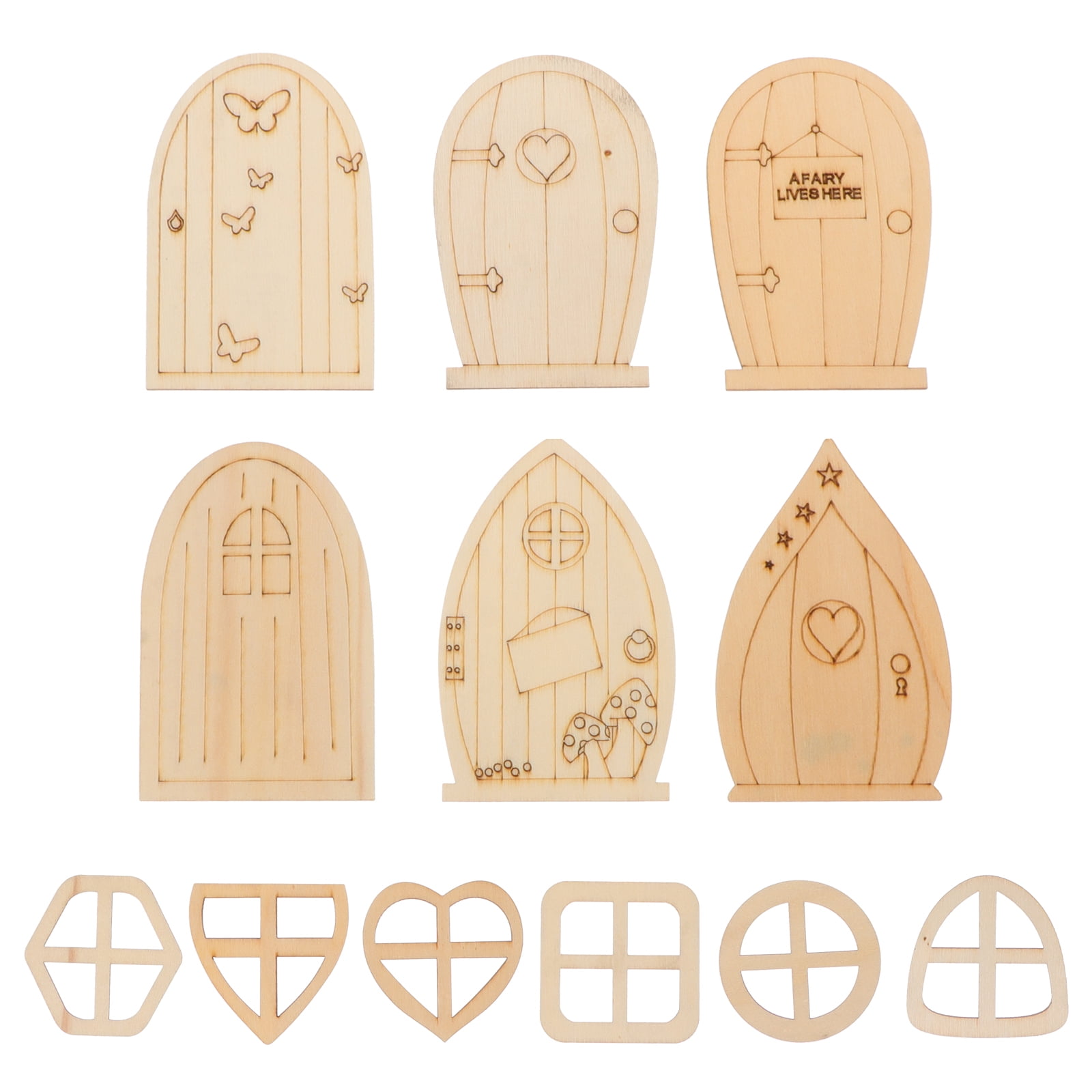 OUNONA DIY Supplies Fairy Garden Doors Chips Wood Artists DIY Projects 48pcs - Walmart.com