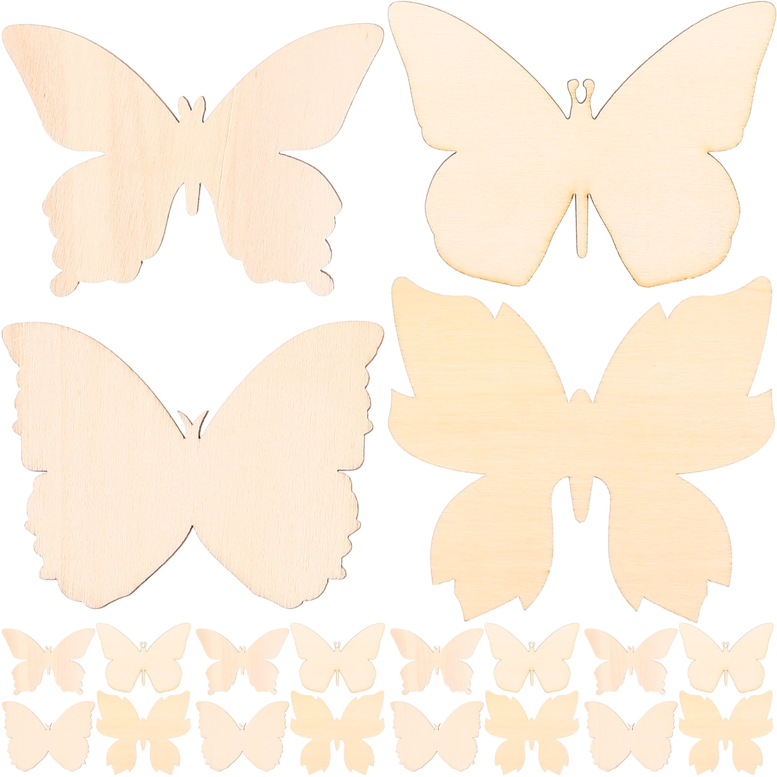 48pcs Wooden Spring Cutouts Butterfly Crafts Wooden Butterfly Cutouts ...