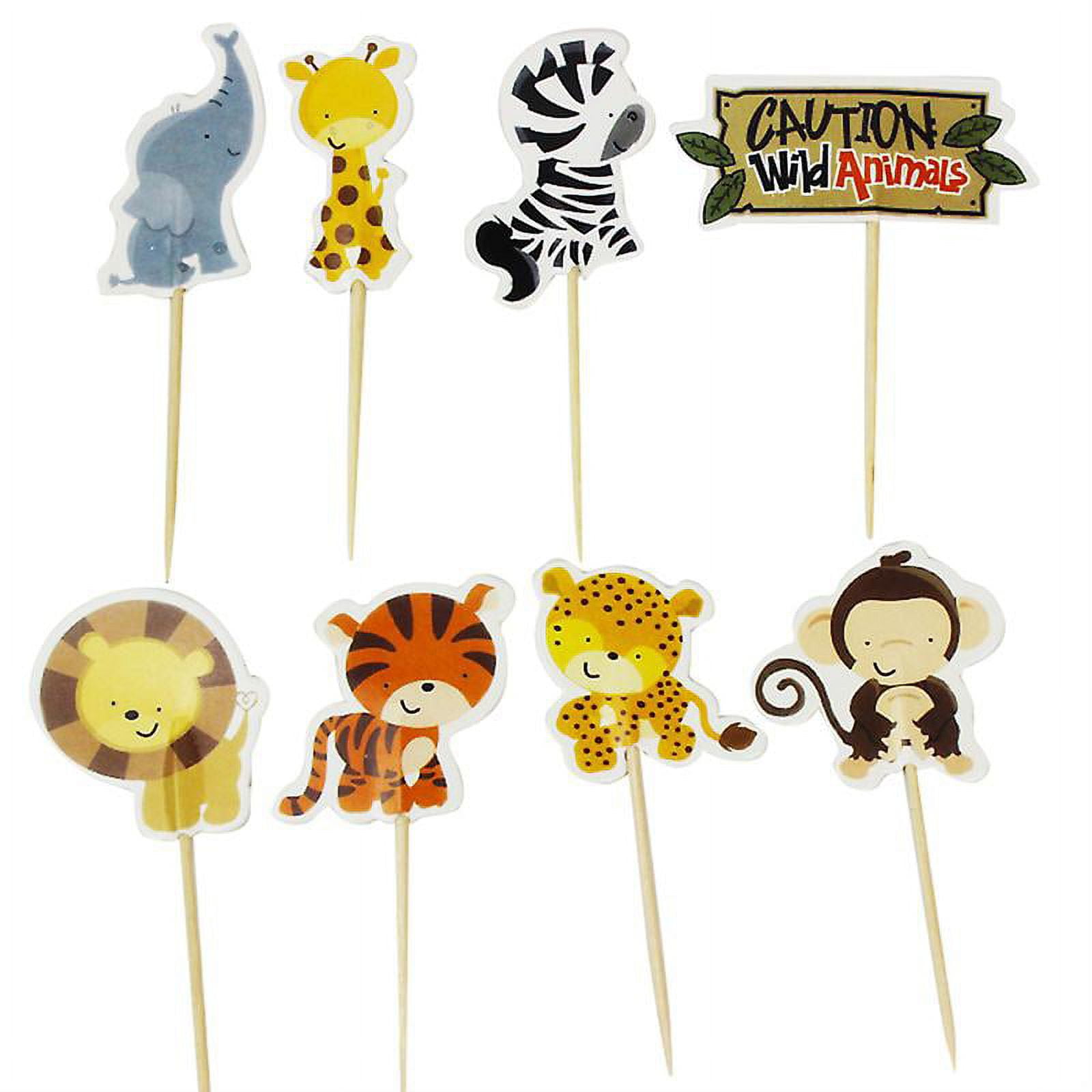 48pcs Zoo Animal Cake Toppers Decorative Cupcake Toppers Muffin Food ...