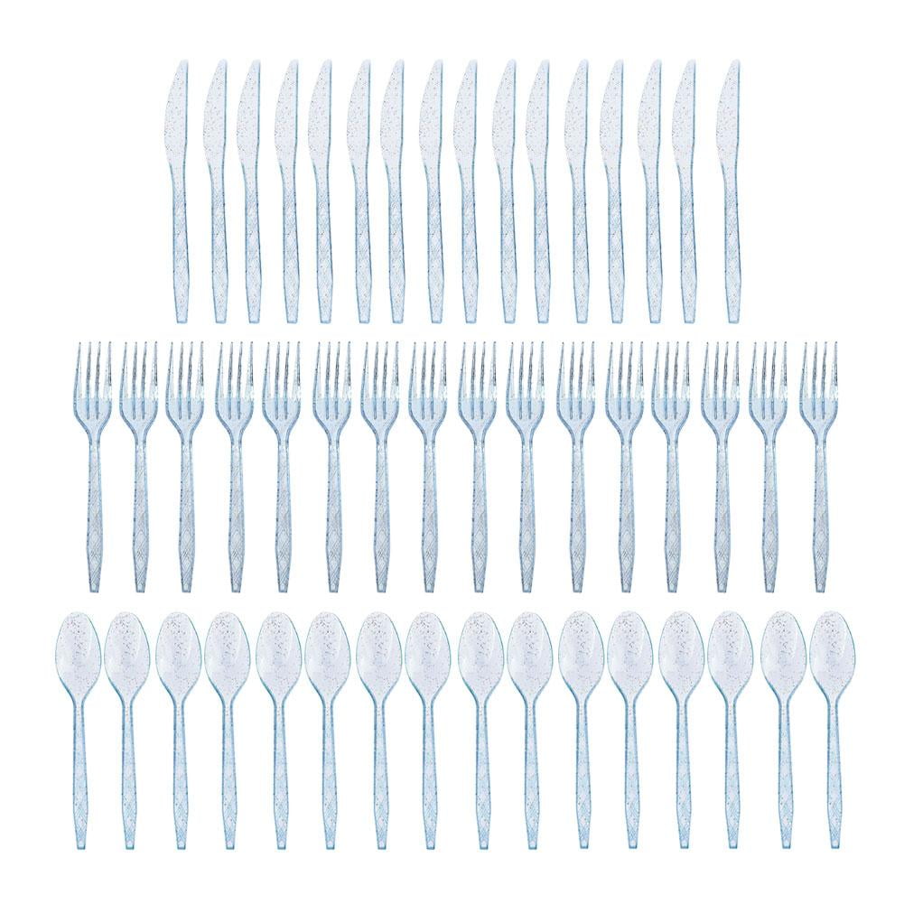 48pcs gold powder blue (D) $48 set of 16 pieces of knife, fork and ...