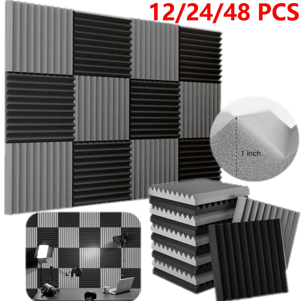 48pcs Sound Wall Absorbing Proof Padding, Soundproofing Foam Tiles ...