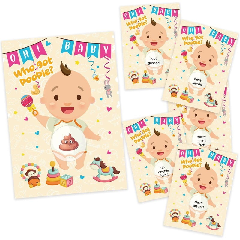 48pcs/set Baby Shower Raffle Card Game - Who Got the Poop? Baby Shower ...