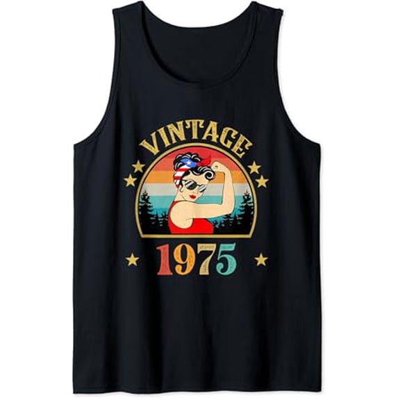 48th Birthday Gift 48 Years Old For Women Retro Vintage 1975 Tank Top ...