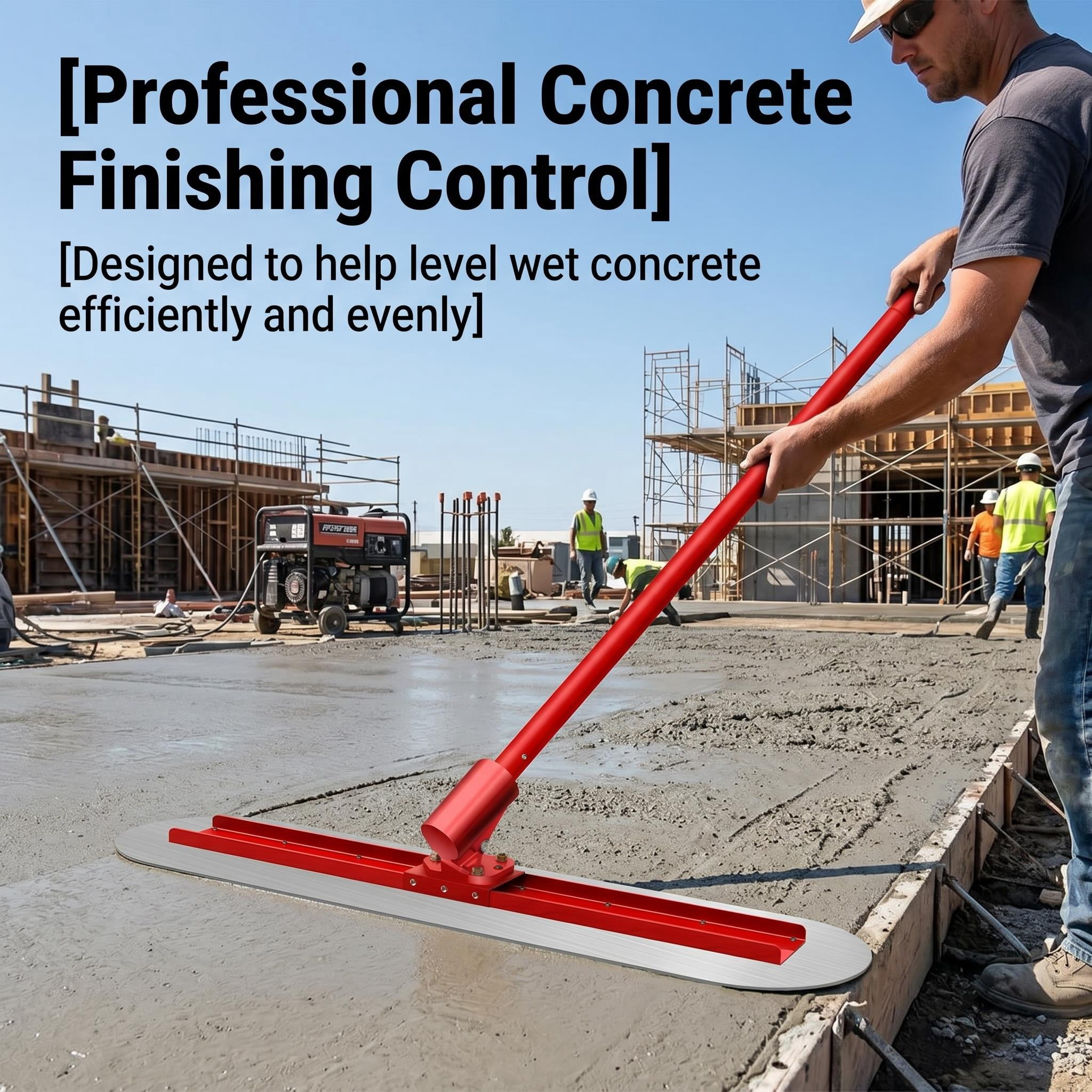 48x12 Inch Concrete Bull Float Kit, Stainless Steel Round End Finishing ...
