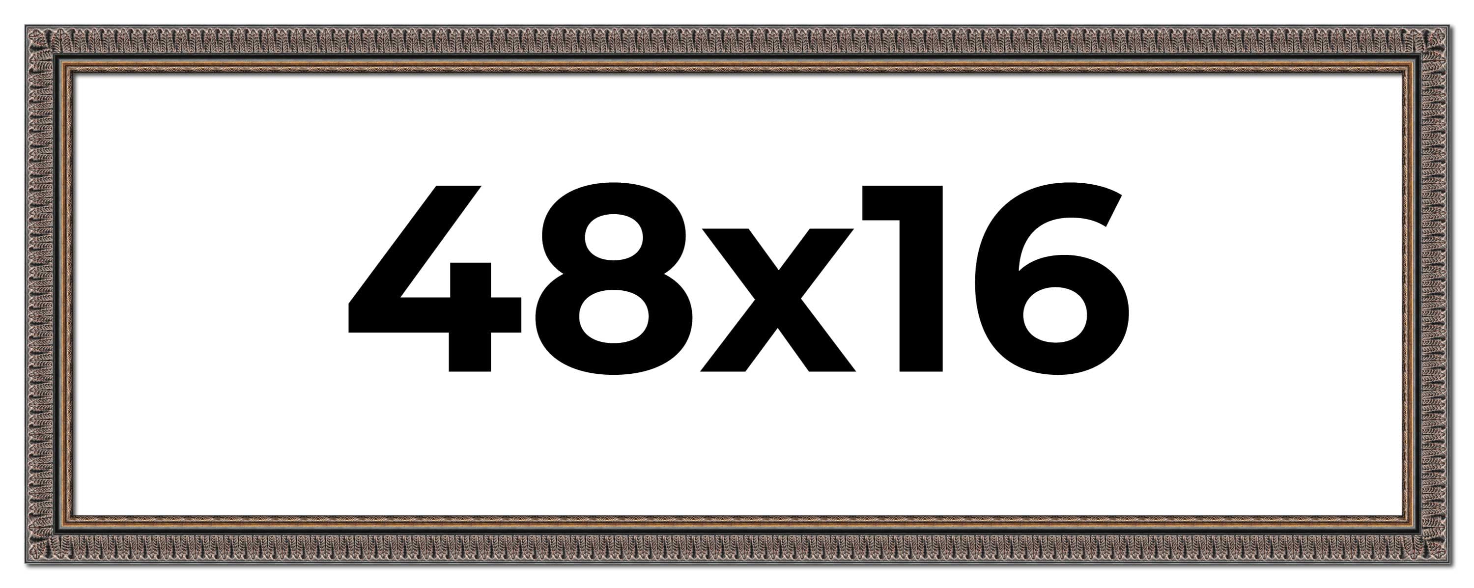 48x16 Frame Black Feather Payton Ornate Solid Wood Picture Frame Width ...