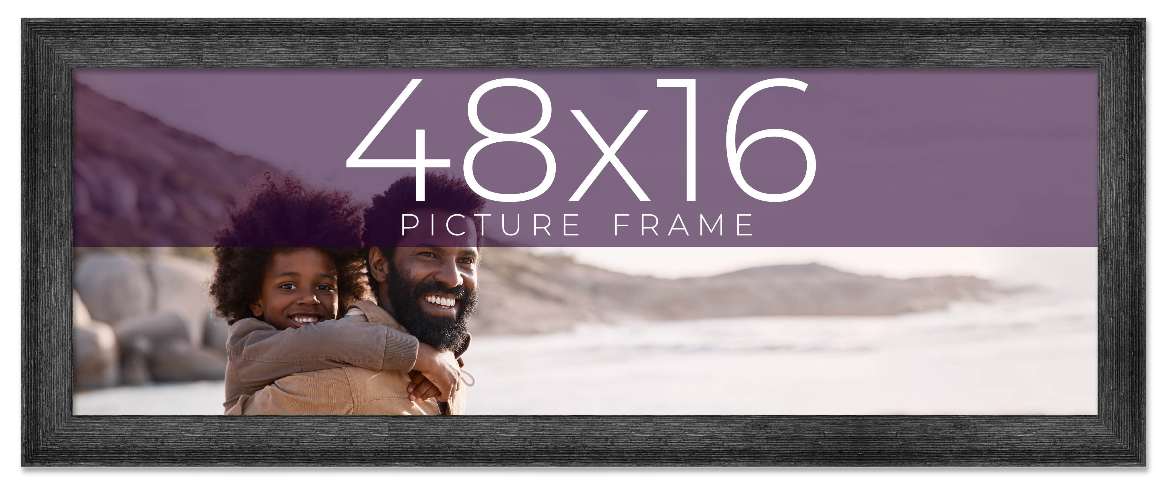 48x16 Frame Black Real Wood Picture Frame Width 1.5 inches | Interior ...