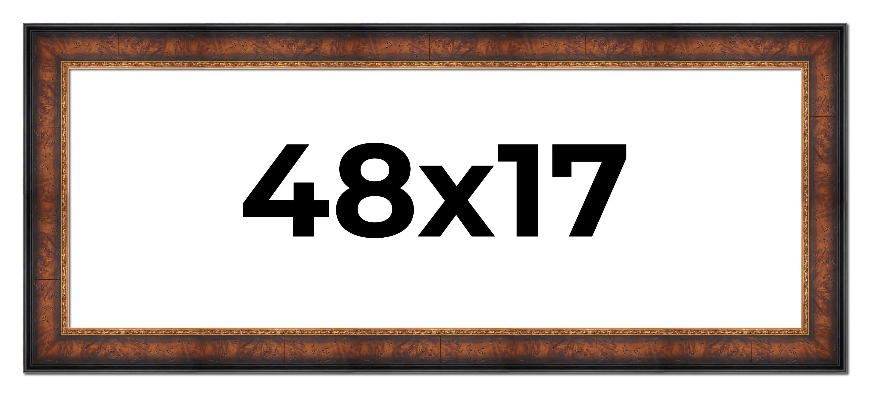 48x17 Frame Brown Walnut Gold Ornate Trim Solid Wood Plein Air Picture ...