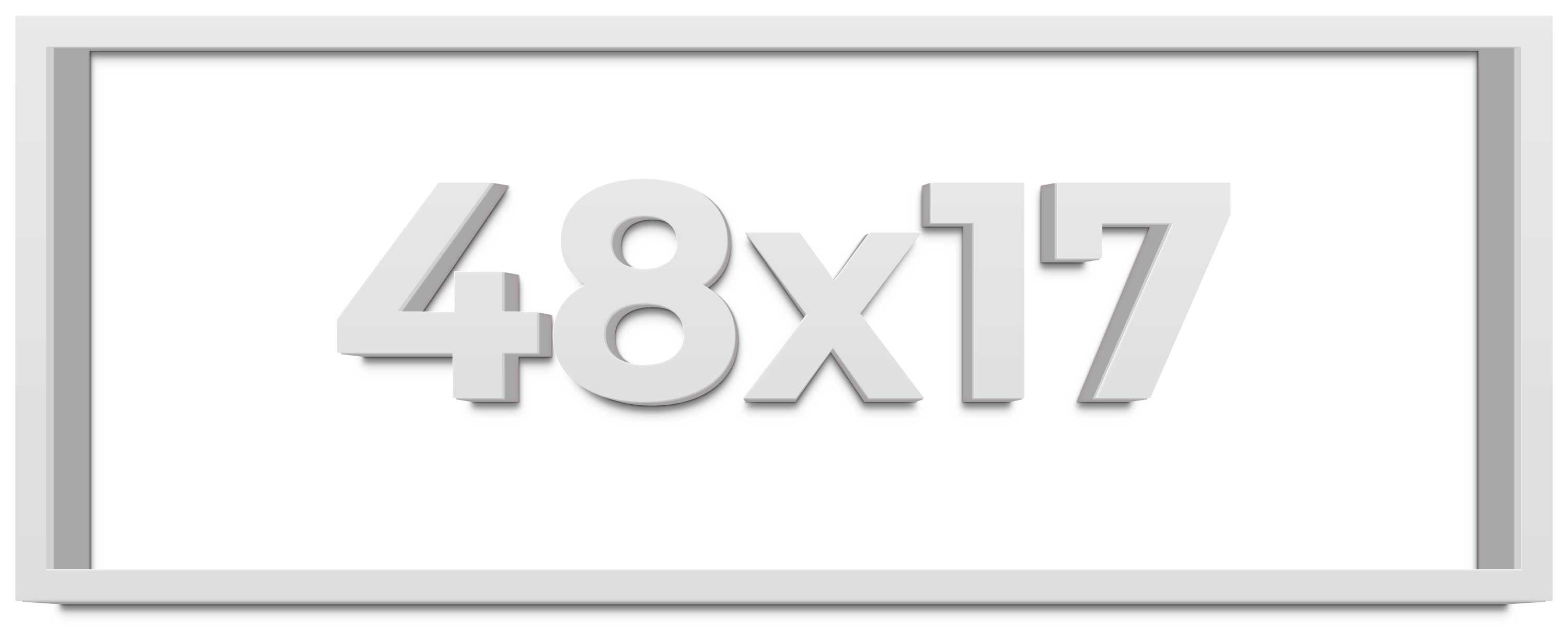 48x17 Shadow Box High Gloss White Display Frame | 1.625 Inches Deep | 1 Inch Moulding Width ...