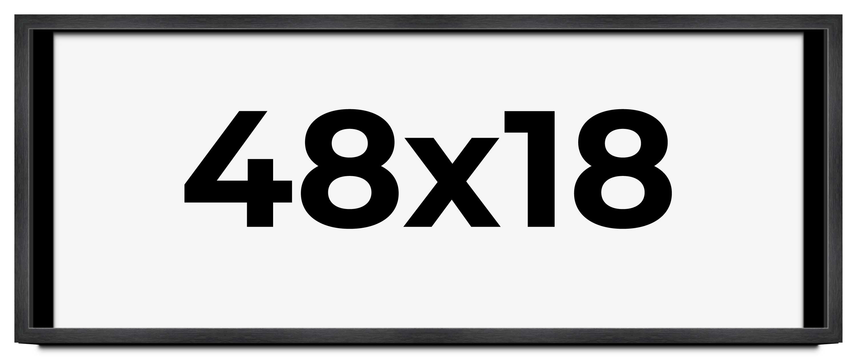 48x18 Frame Black Charcoal Grey Wood Textured Picture Frame | 0.75 Inch ...