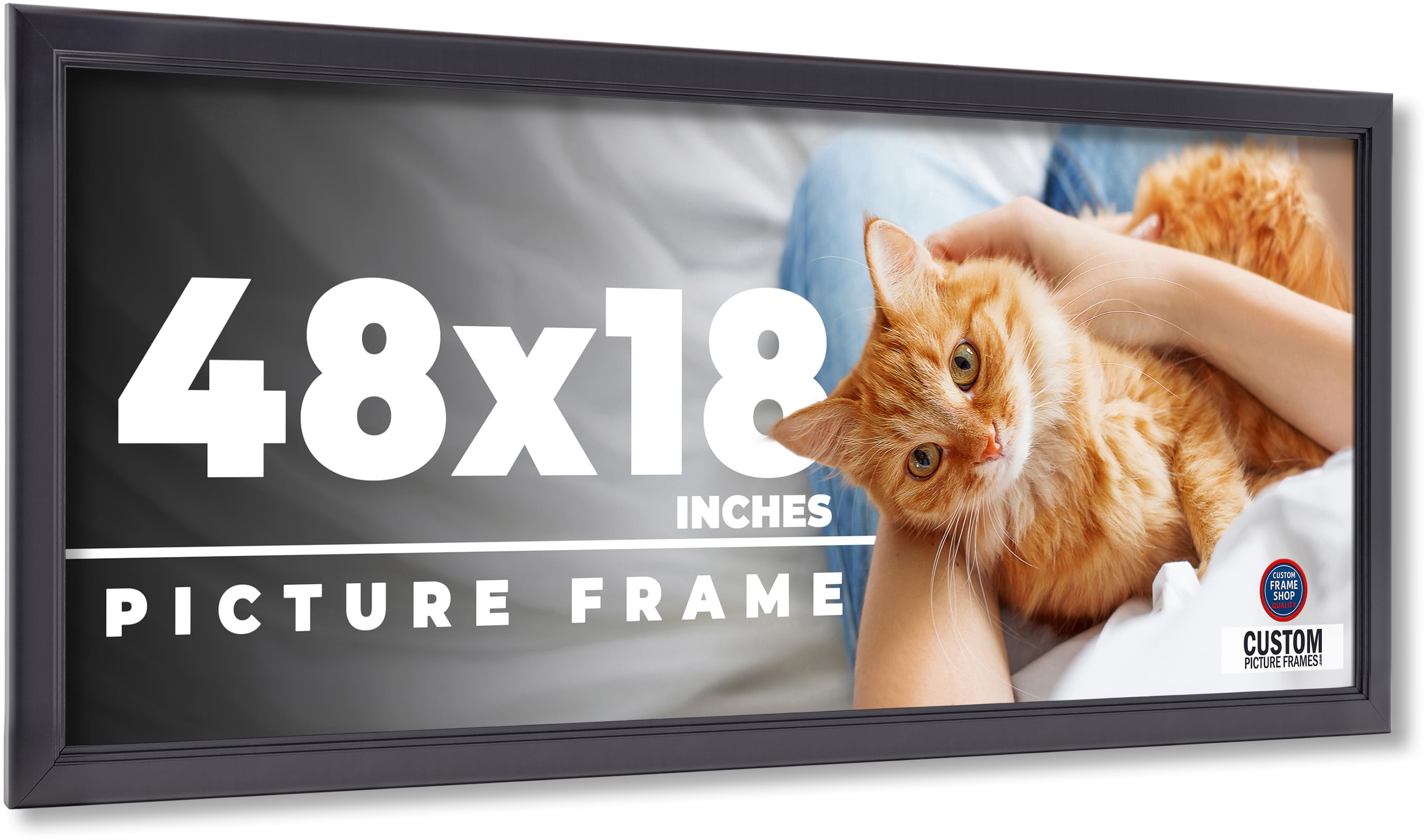 48x18 Frame Black Passaggi Solid Wood Picture Frame Width 1.5 Inches ...