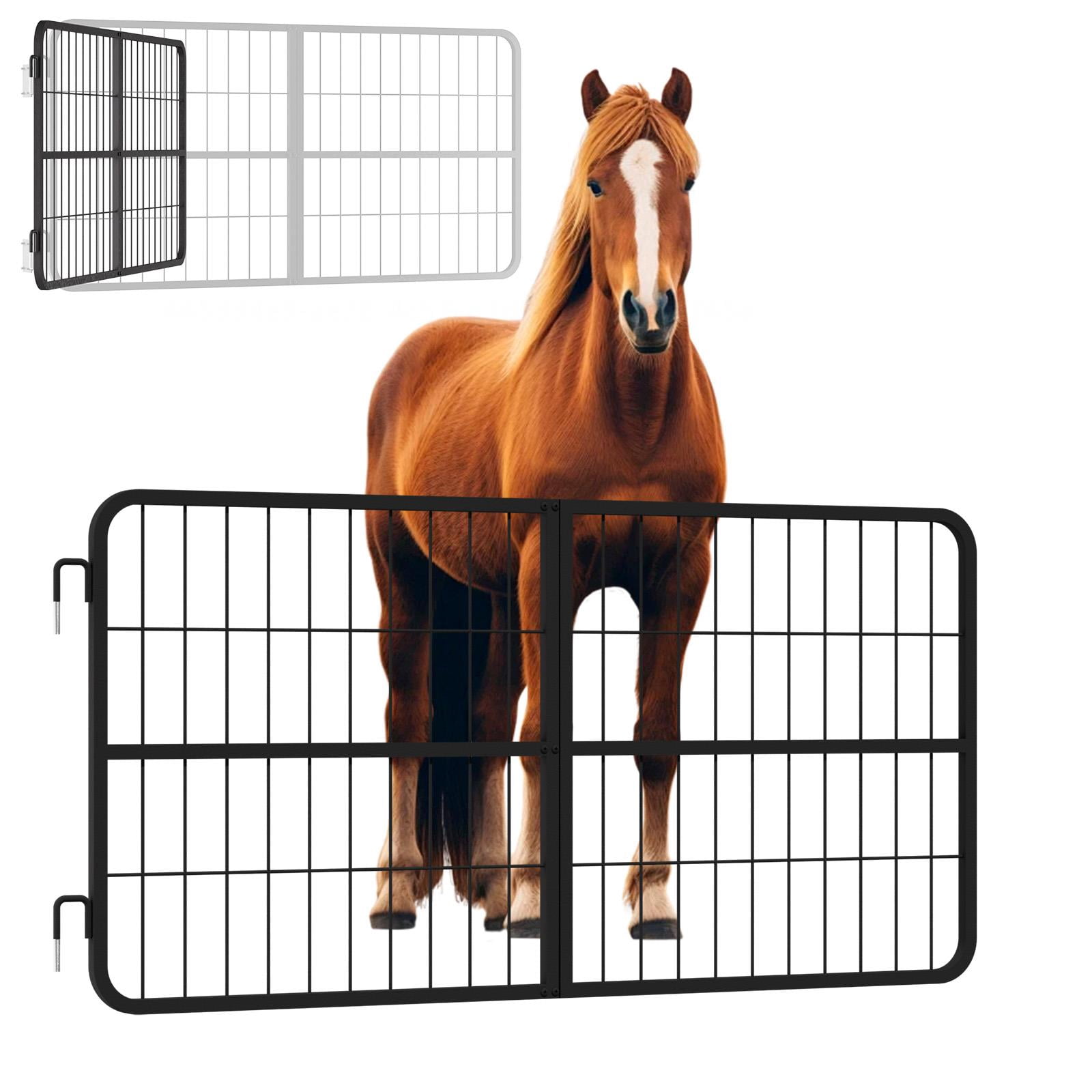 48x23-Inch Two-Way Horse Stall Gate, High-Strength Steel with 0.8-Inch ...