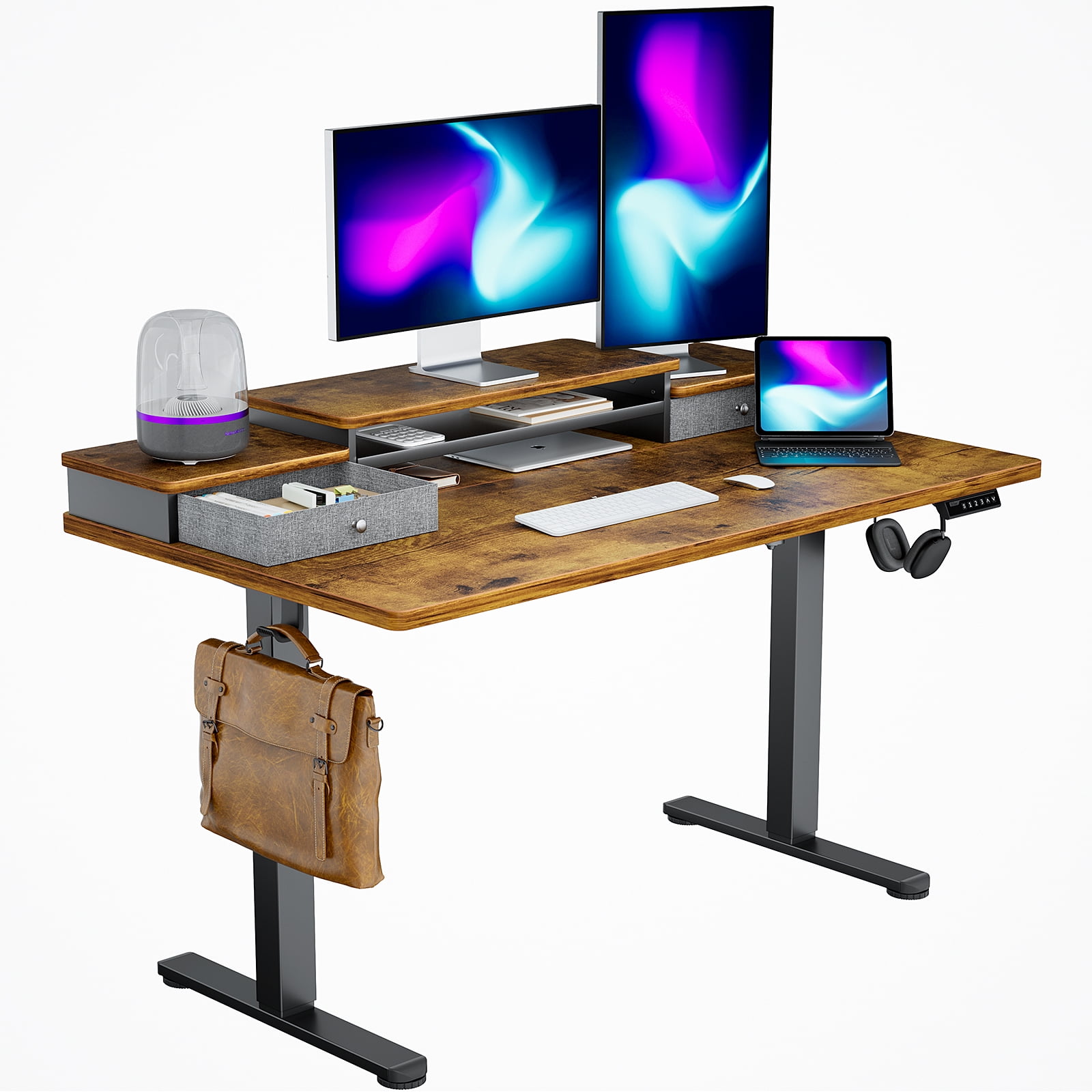 Walmart 48x24 Electric Raising Standing Desk, Adjustable Height, Double ...