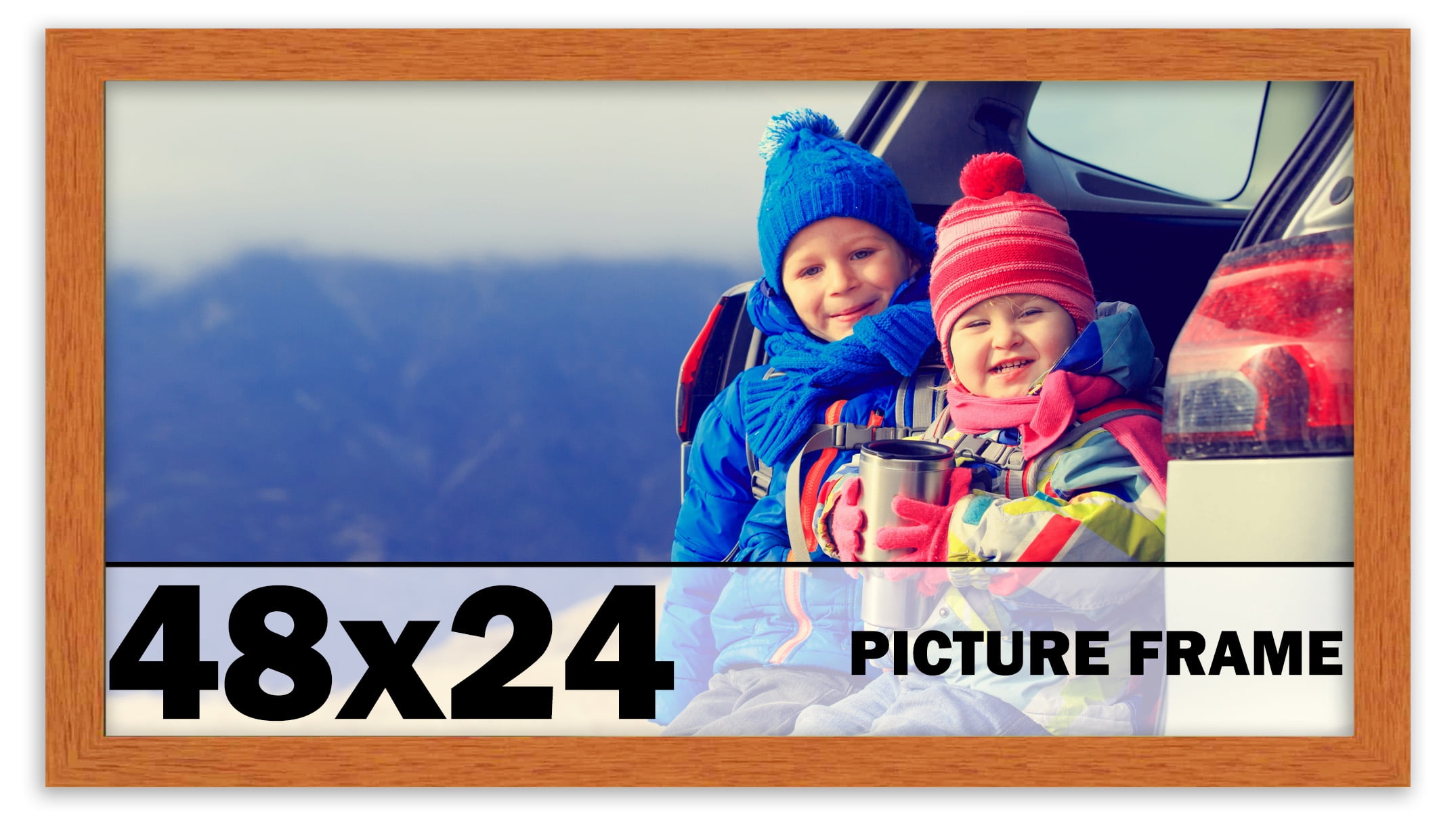 Walmart 48x24 Honey Pecan Solid Wood Picture Frame - UV Resistant ...