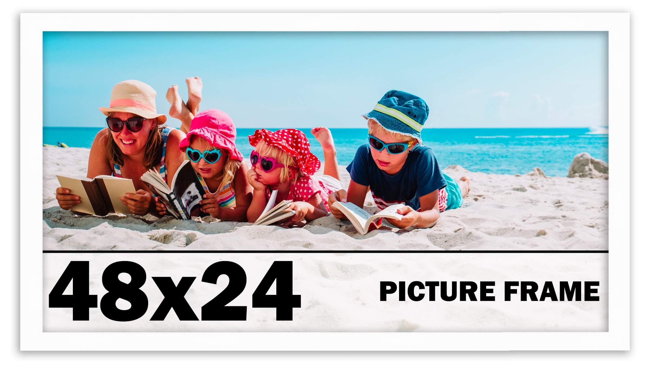 48x24 Frame White Solid Wood Picture Frame Includes UV Acrylic Shatter ...