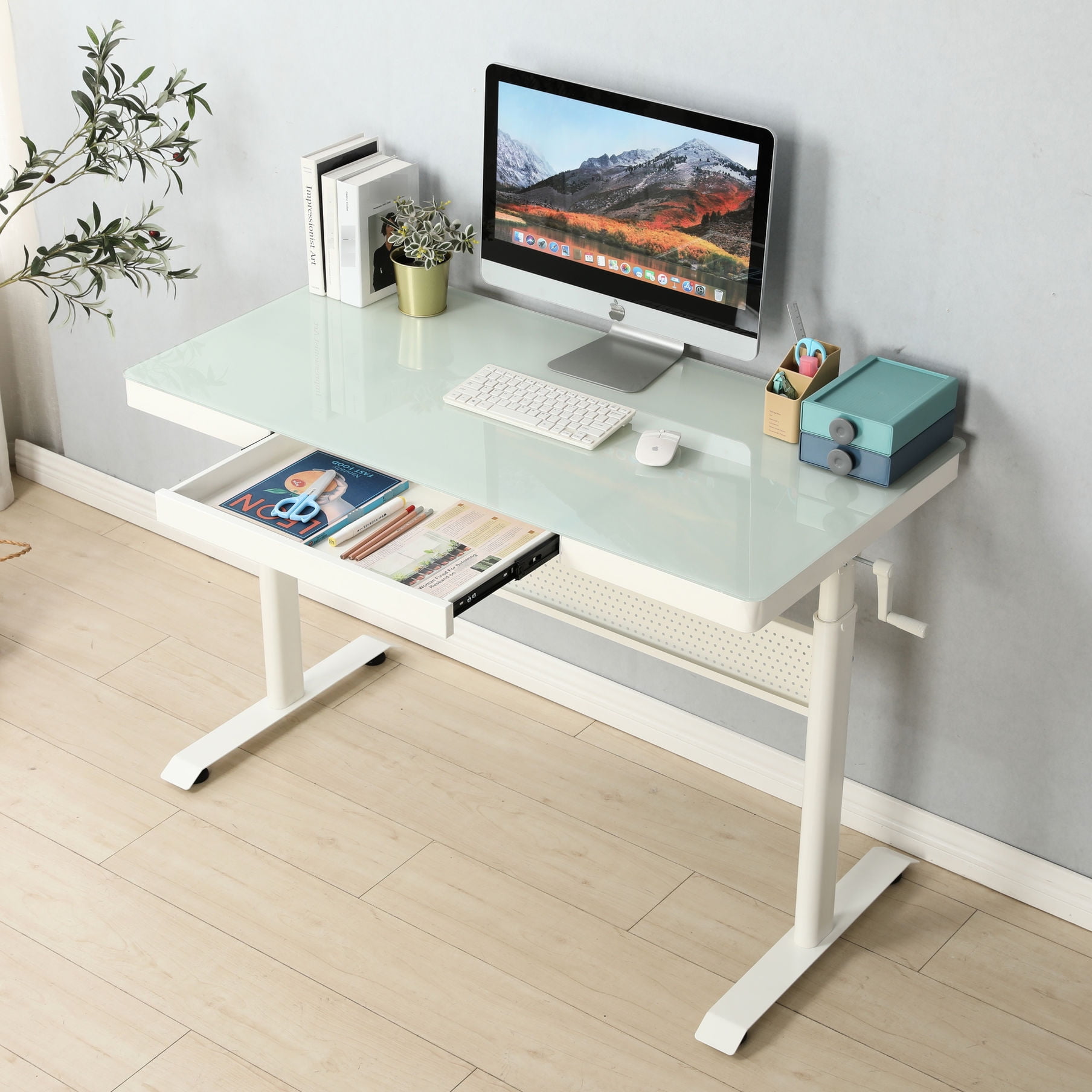 48x24 Inches Desk, Easy-Turn Crank | Sit-Stand Work, Comfortable ...