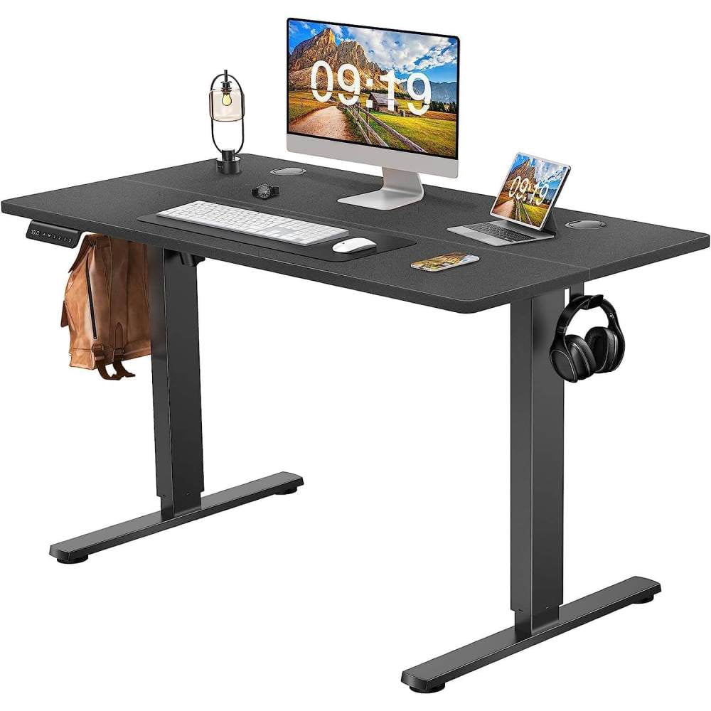 48x24 inch Electric Standing Desk with 2 Rear End Wiring Holes, Hook ...