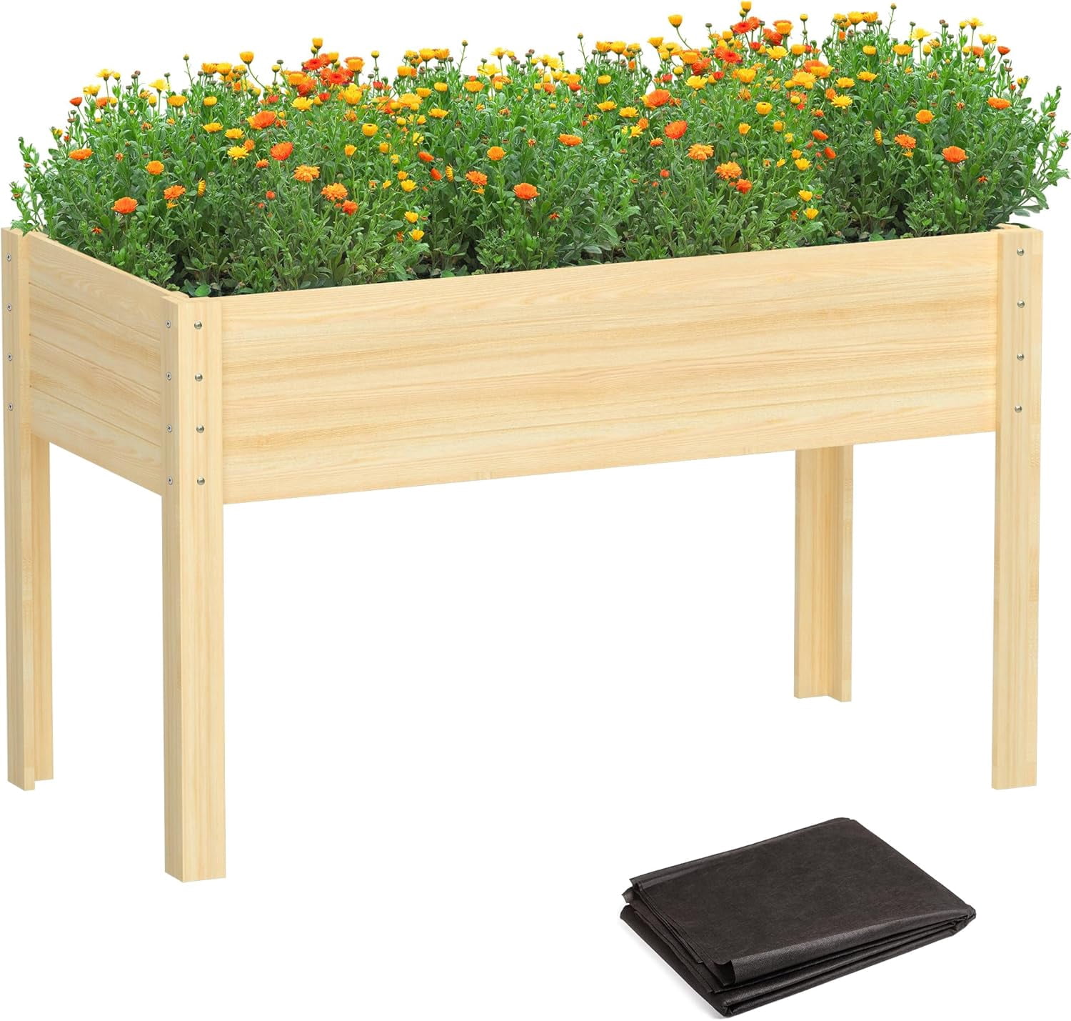 48x24x30 Inch Elevated Cedar Garden Bed with Legs & Liners – Outdoor ...
