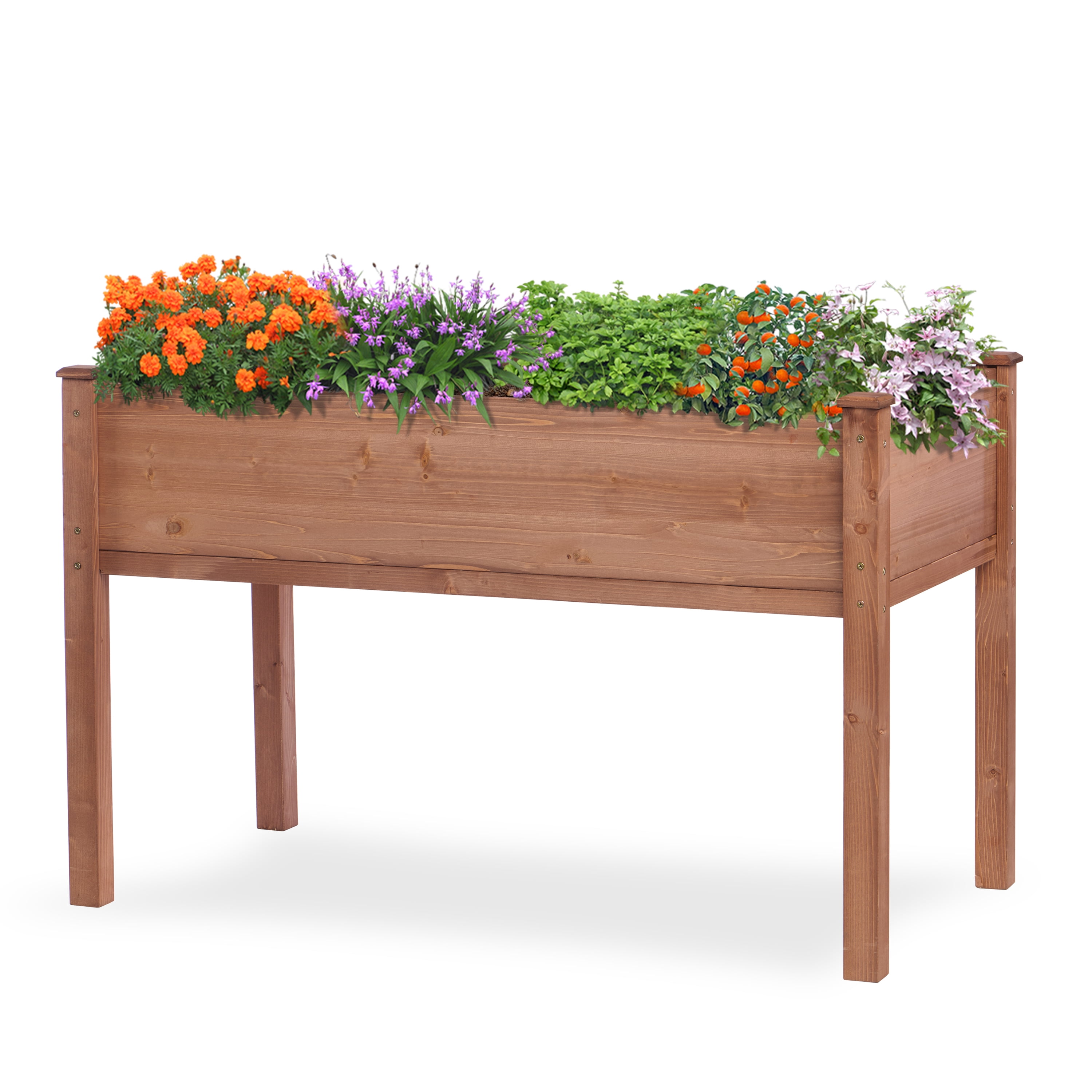 48x24x30 inch Raised Garden Bed with Legs, Elevated Wooden Planter Box ...