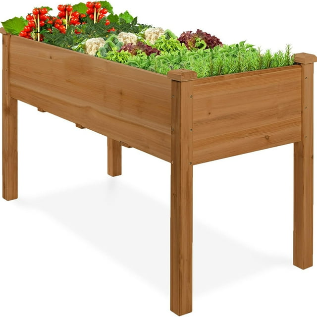 48x24x30in Raised Garden Bed, Elevated Wood Planter Box Stand for ...