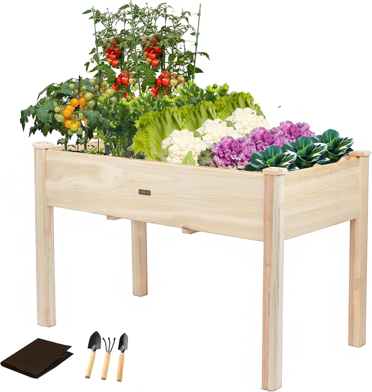 48x24x30in Raised Garden Bed, Wood Planting Box for Vegetable Flower ...