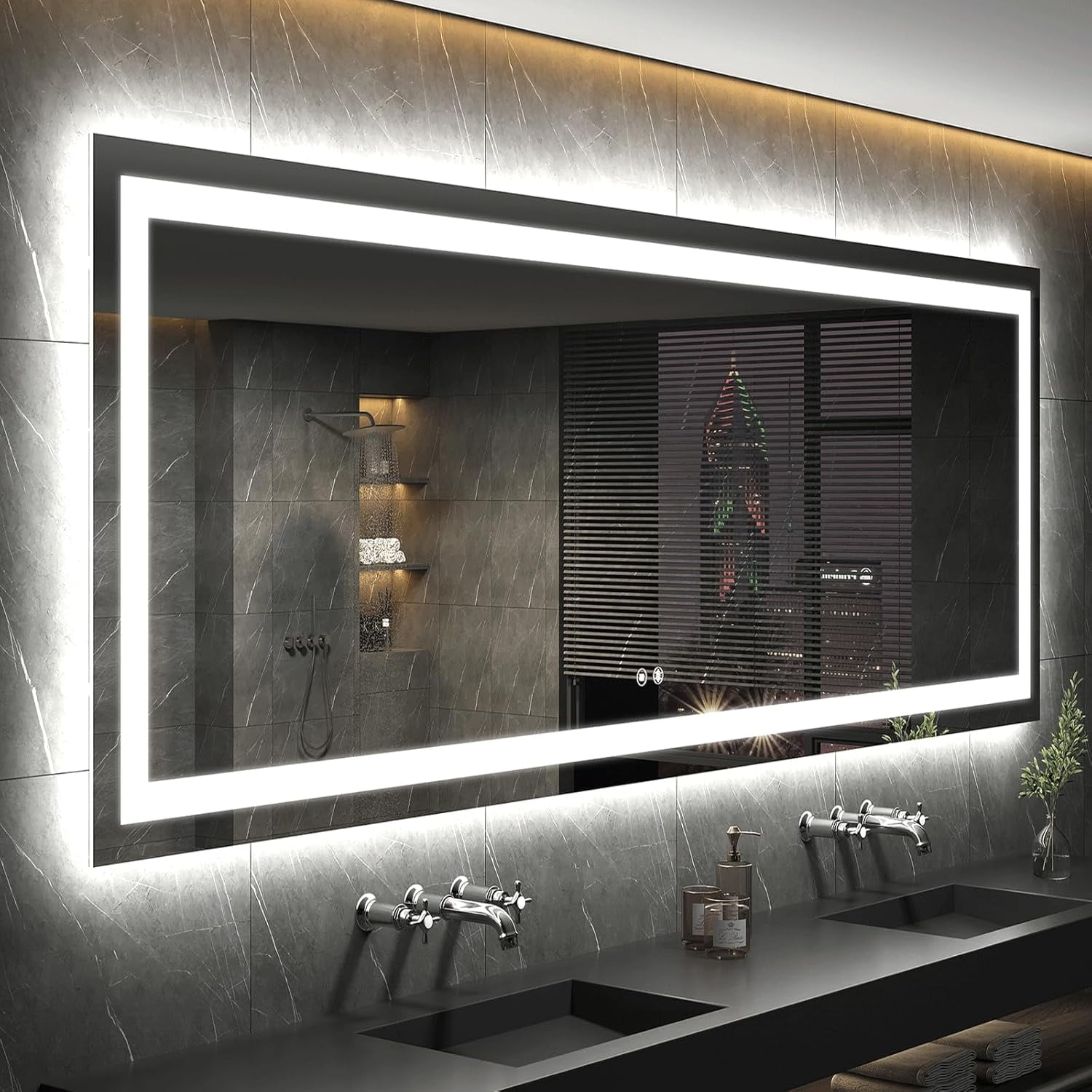 48x32 Inch Large Led Mirror for Bathroom，Front Light and Backlit Vanity ...