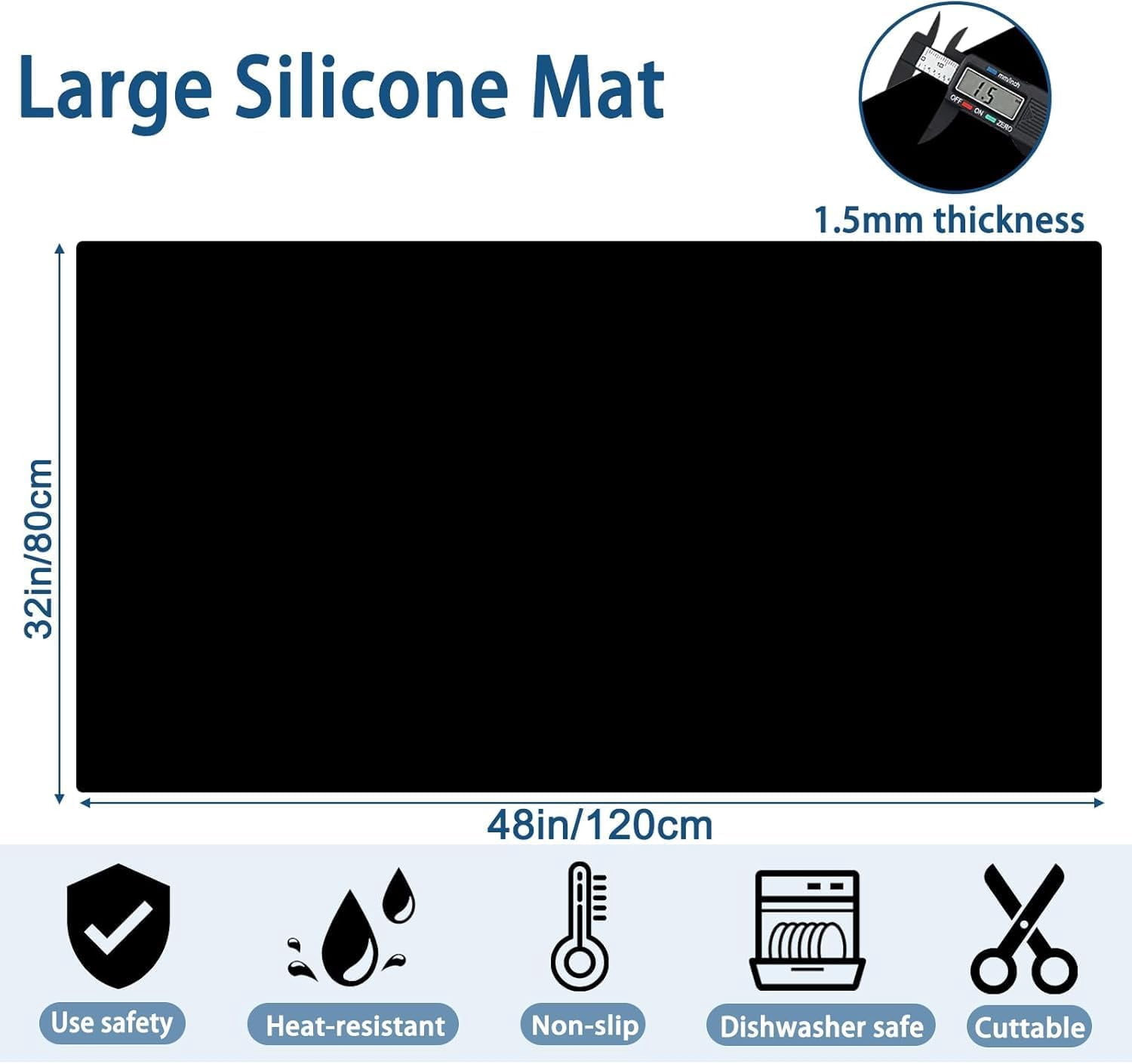 48x32 Large Silicone Mat for Kitchen Counter Non-Slip Heat Resistant ...
