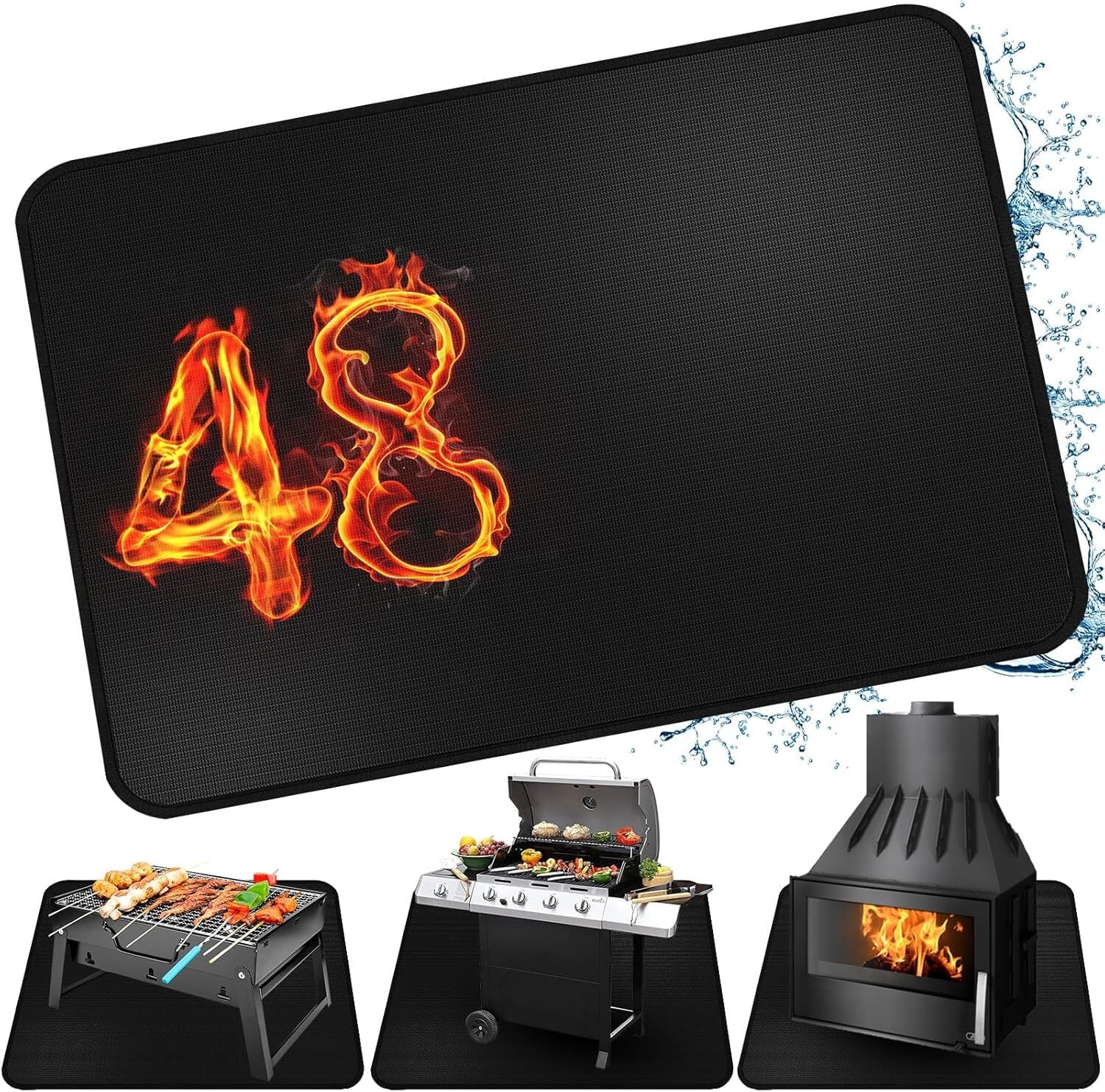 Panbear 48x36 inch Reversible Grill Mat for Outdoor BBQ Fire and Oil ...