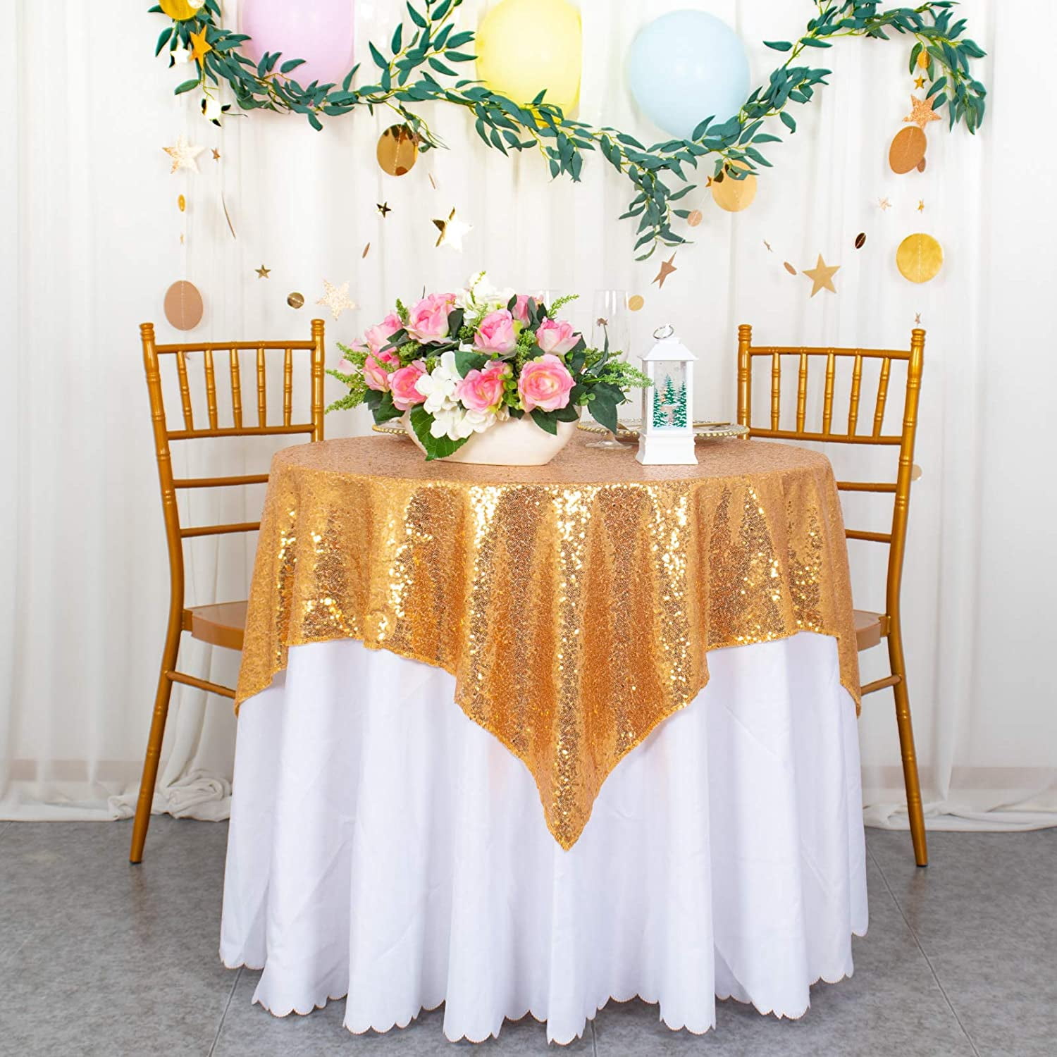 **48x48-inch square-sequin tablecloth-gold, sequin table cloth/overlay ...