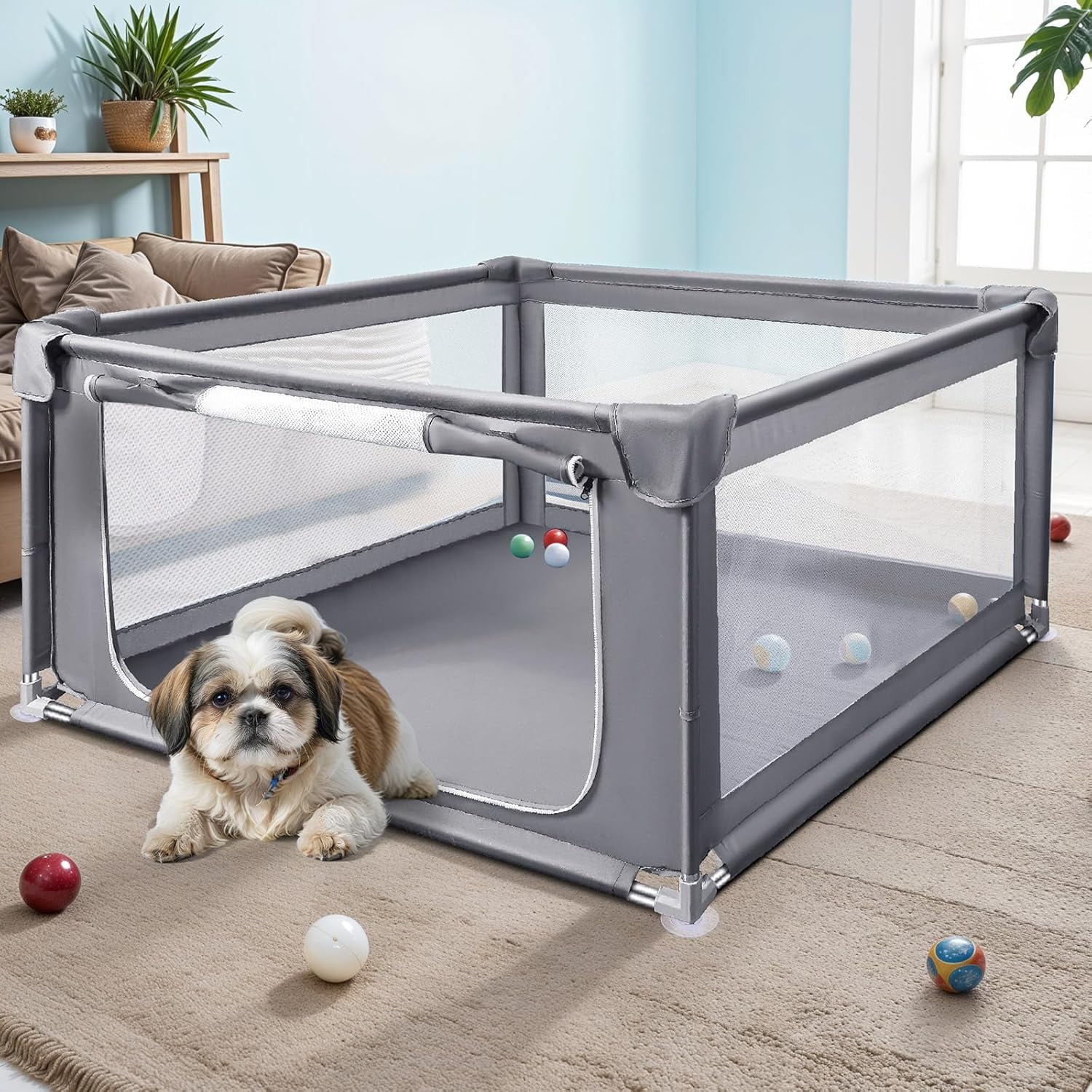 48x48x26 Inch Dog Playpen for Puppies and Small Dogs, Foldable Portable ...