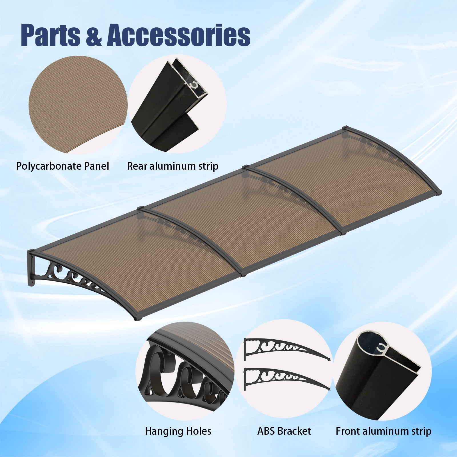 “48x60-120'' Window & Door Awning Exterior, UV/Rain/Snow Protection ...