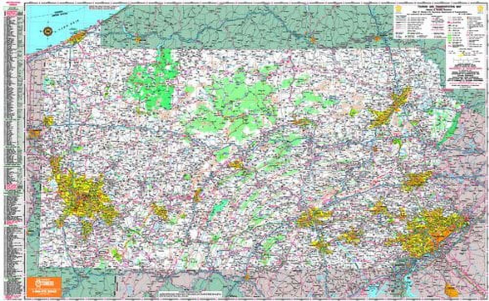 Swiftmaps 48x68 Pennsylvania State Executive Laminated Wall Map with ...