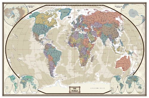 48x70 World Executive Wall Map Laminated - Walmart.com