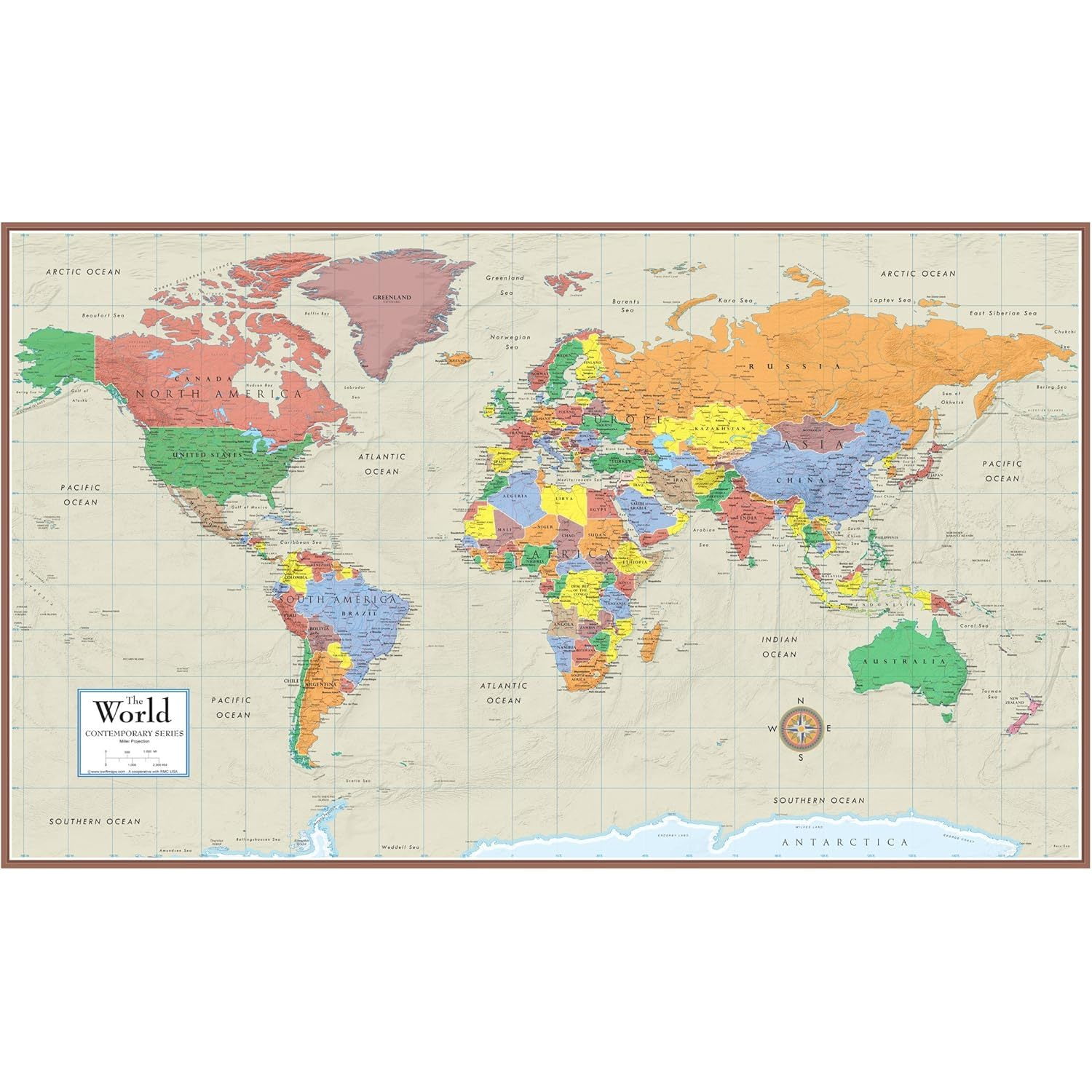 48x78 Huge World Contemporary Elite Wall Map Laminated - Walmart.com