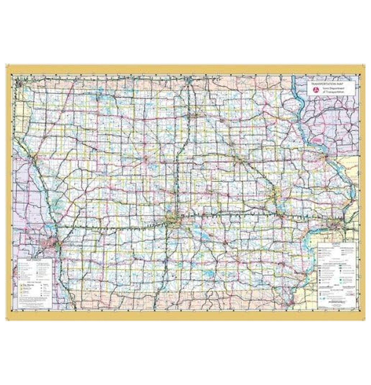 48x78 Iowa State Official Executive Laminated Wall Map full color ...