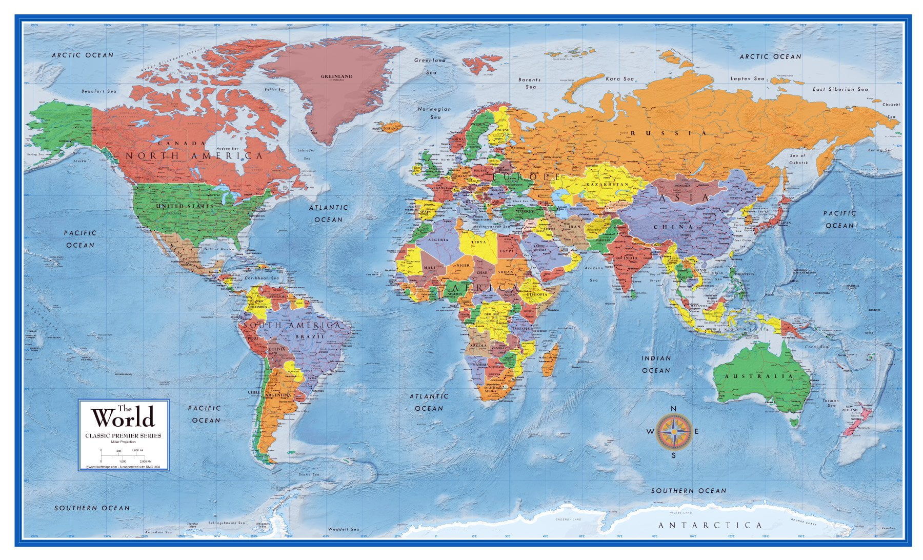 48x78 World Classic Premier Wall Map Mega Poster Laminated - Walmart ...