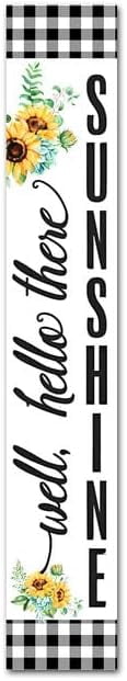 (48x8) IN Tall Hello Sunshine Vertical Sign For Front Door Porch ...
