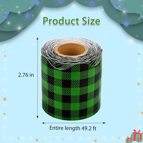 49.2 Ft Christmas Green Black Buffalo Plaid Bulletin Board Border ...